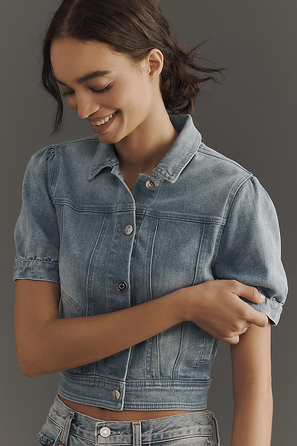 MAEVE Maeve Puff-Sleeve Denim Jacket